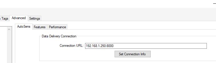 Connection Settings | SensThys AutoSens Docs, V1.0.0